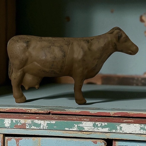 Accents | Vintage Brown Cast Iron Cow Figurine Farmhouse Decor Rustic ...